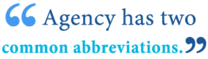 What is the Abbreviation for Agency? - Writing Explained